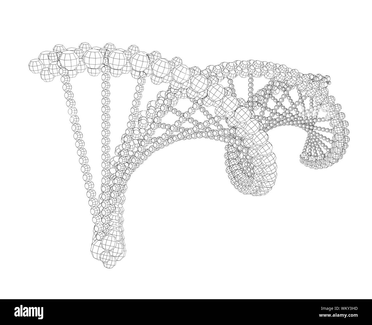 Illustration of wire-frame DNA chain. Isolated background Stock Photo ...