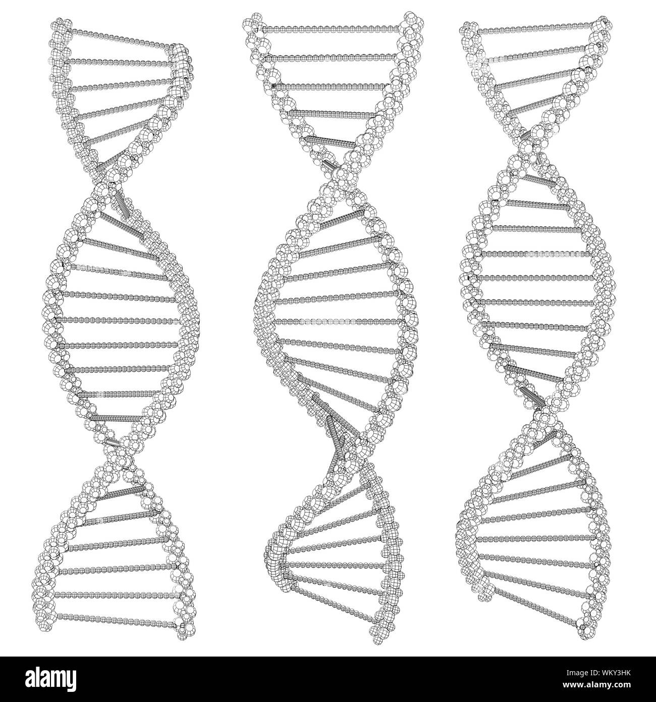 Illustration of wire-frame DNA chain. Isolated background Stock Photo ...