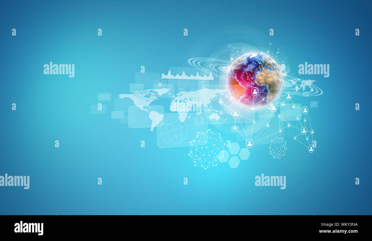 Earth with world map, graphs and network. Element of this image ...