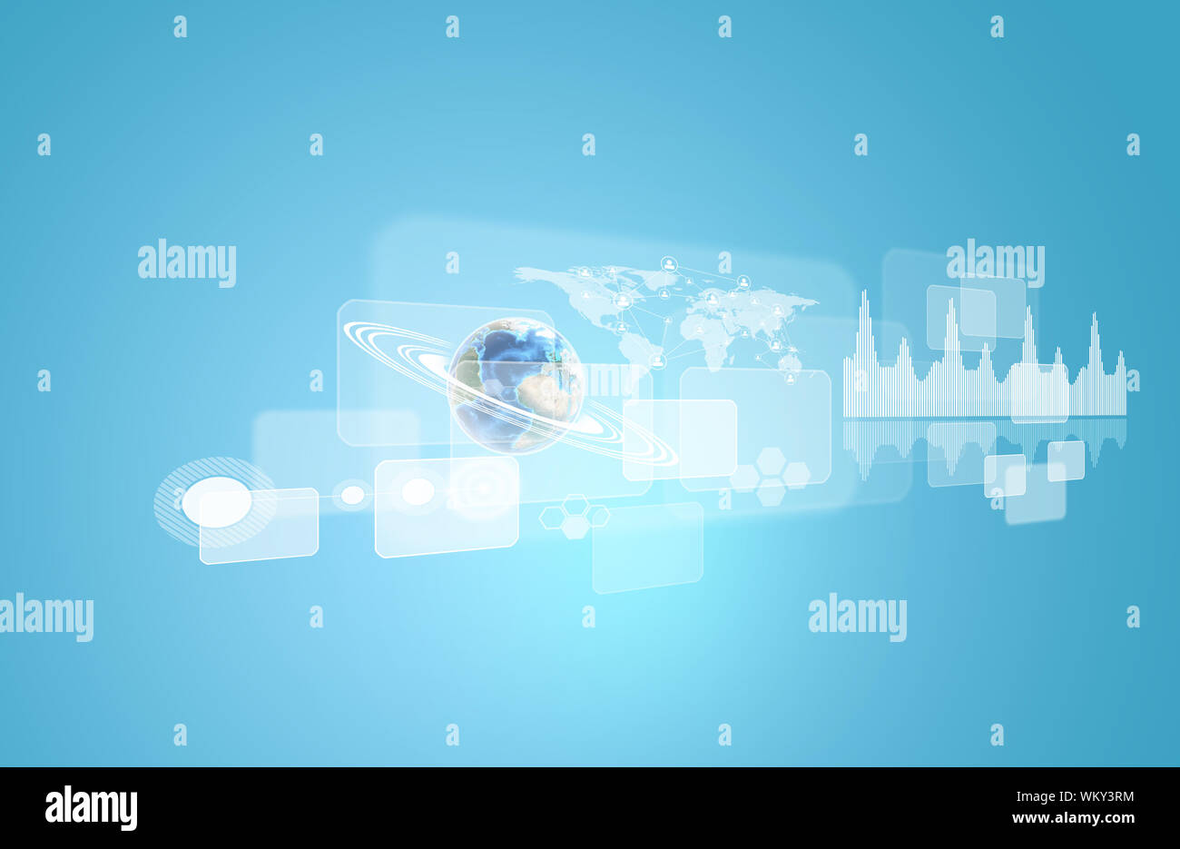 Earth with graphs and world map. Element of this image furnished by ...