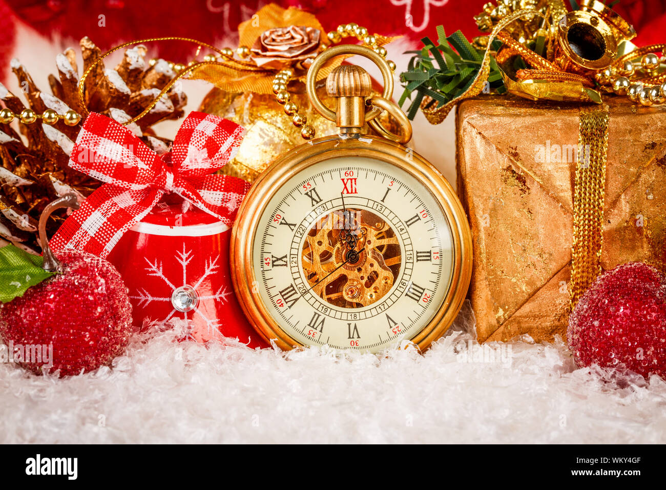 Christmas pocket watch still life Stock Photo - Alamy