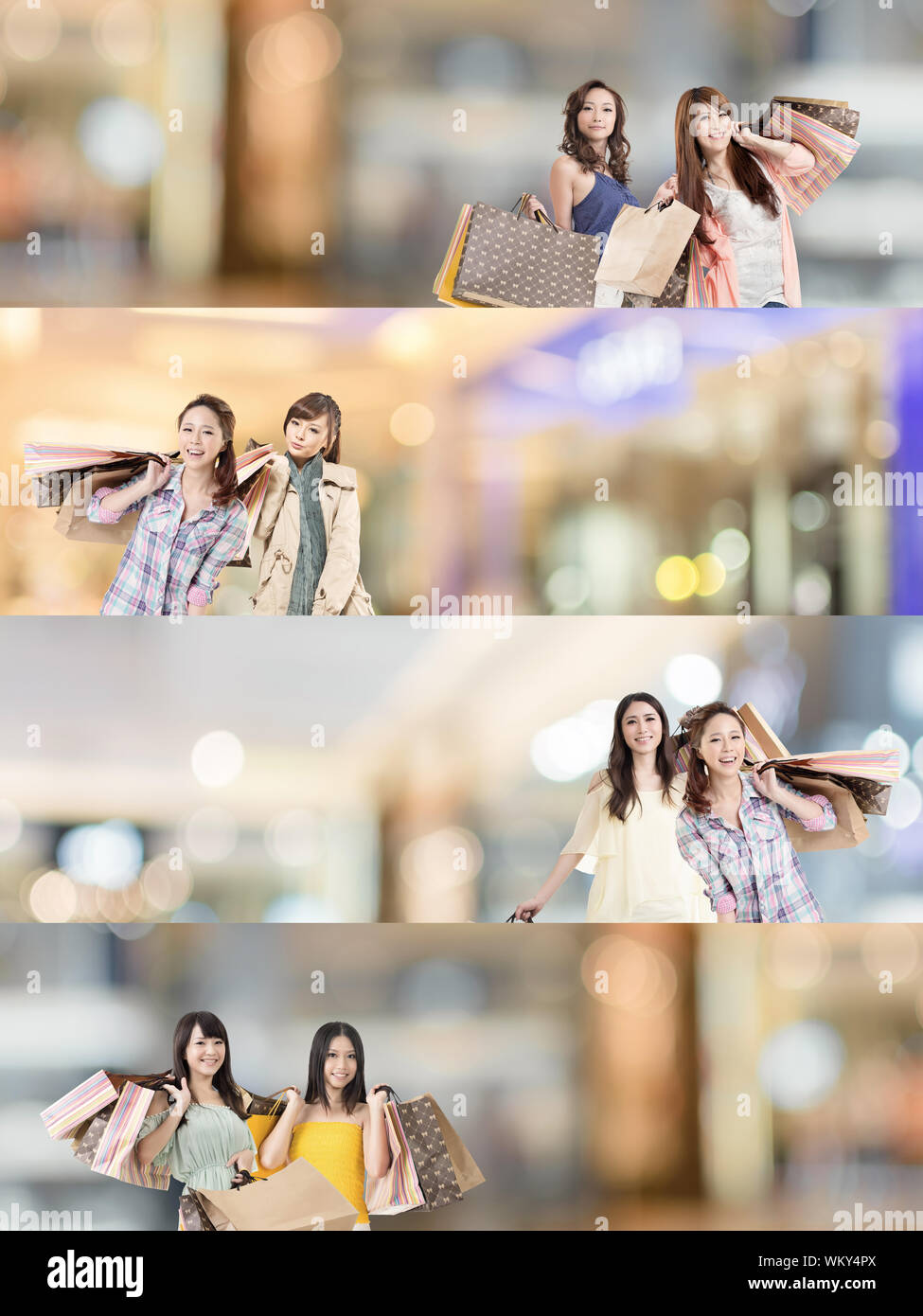 Asian woman shopping, collection from 7 different people, good for web ...