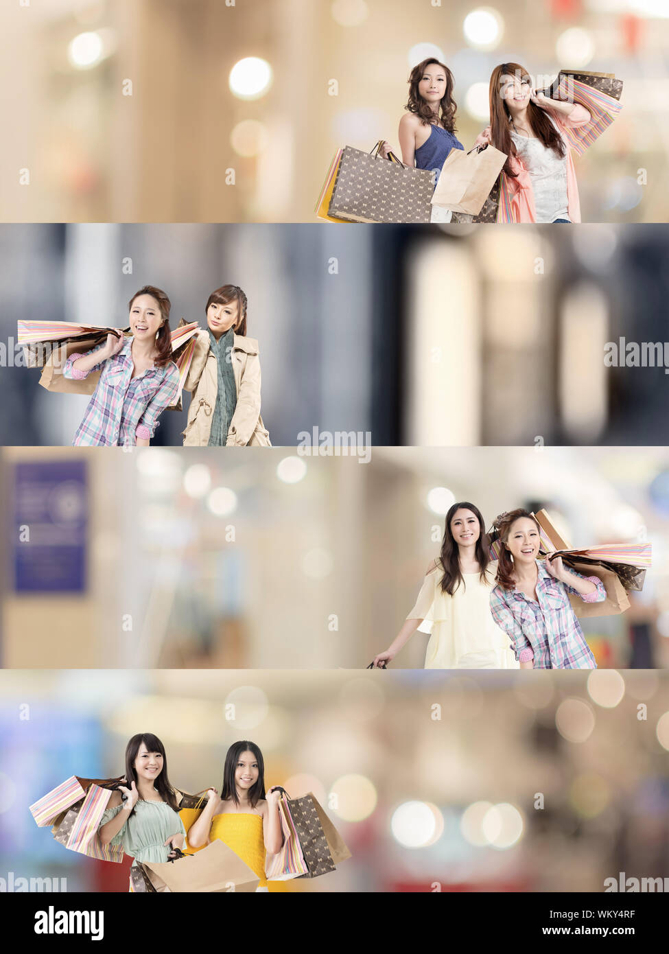 Asian woman shopping, collection from 7 different people, good for web ...