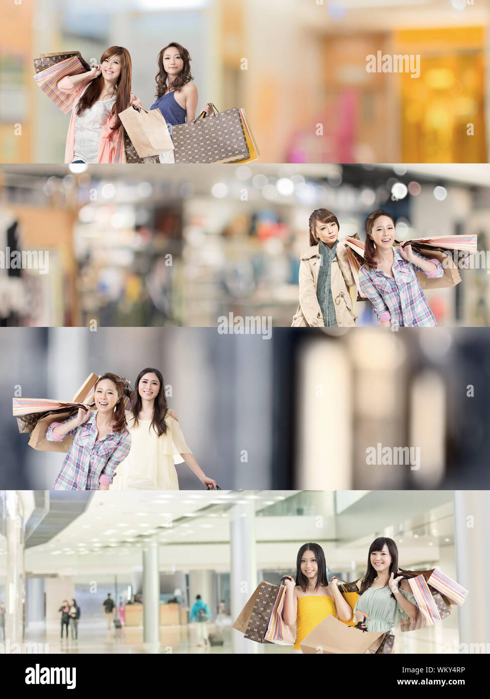 Asian woman shopping, collection from 7 different people, good for web ...