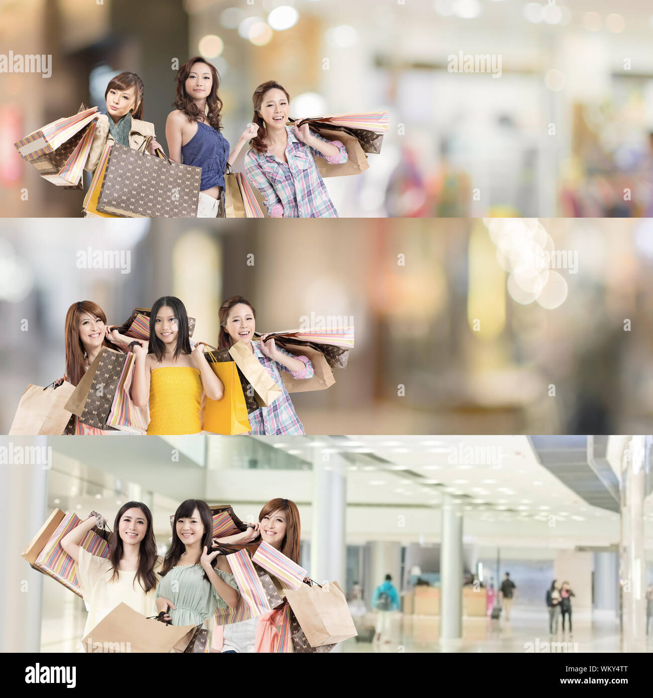 Asian woman shopping, collection from 7 different people, good for web ...