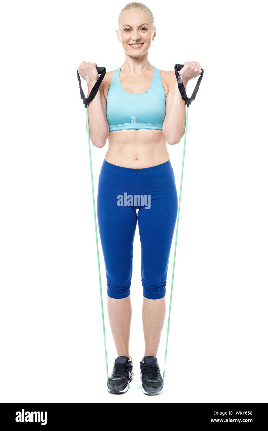 Female trainer doing exercises Cut Out Stock Images & Pictures - Alamy