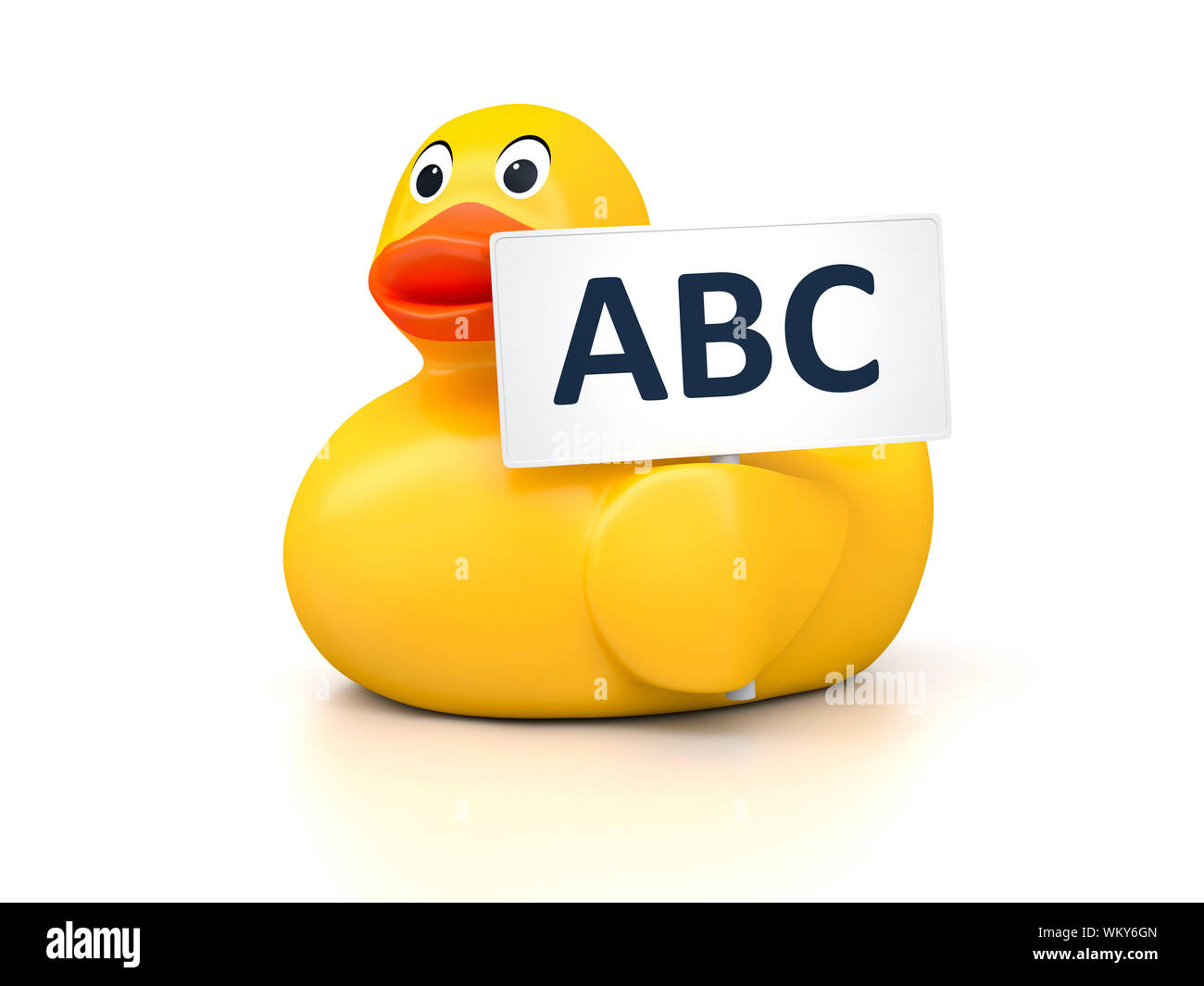 An image of a nice rubber duck with text abc Stock Photo - Alamy