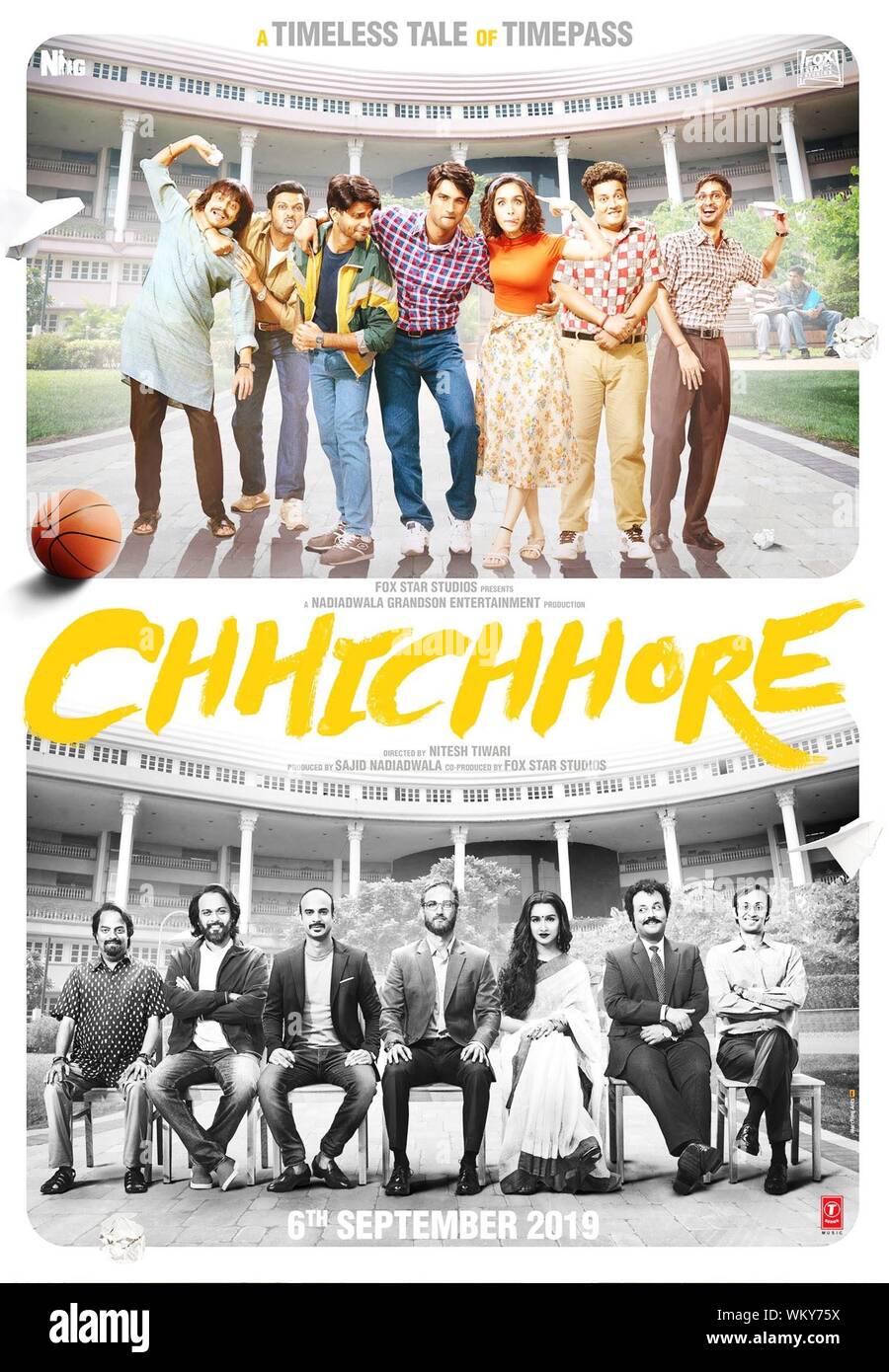 CHHICHHORE, Indian poster in English, top and bottom from left: Saharsh ...