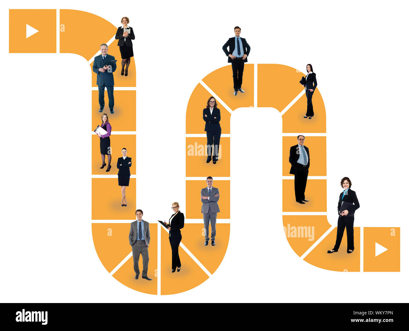 Business people standing on vector line design Stock Photo - Alamy