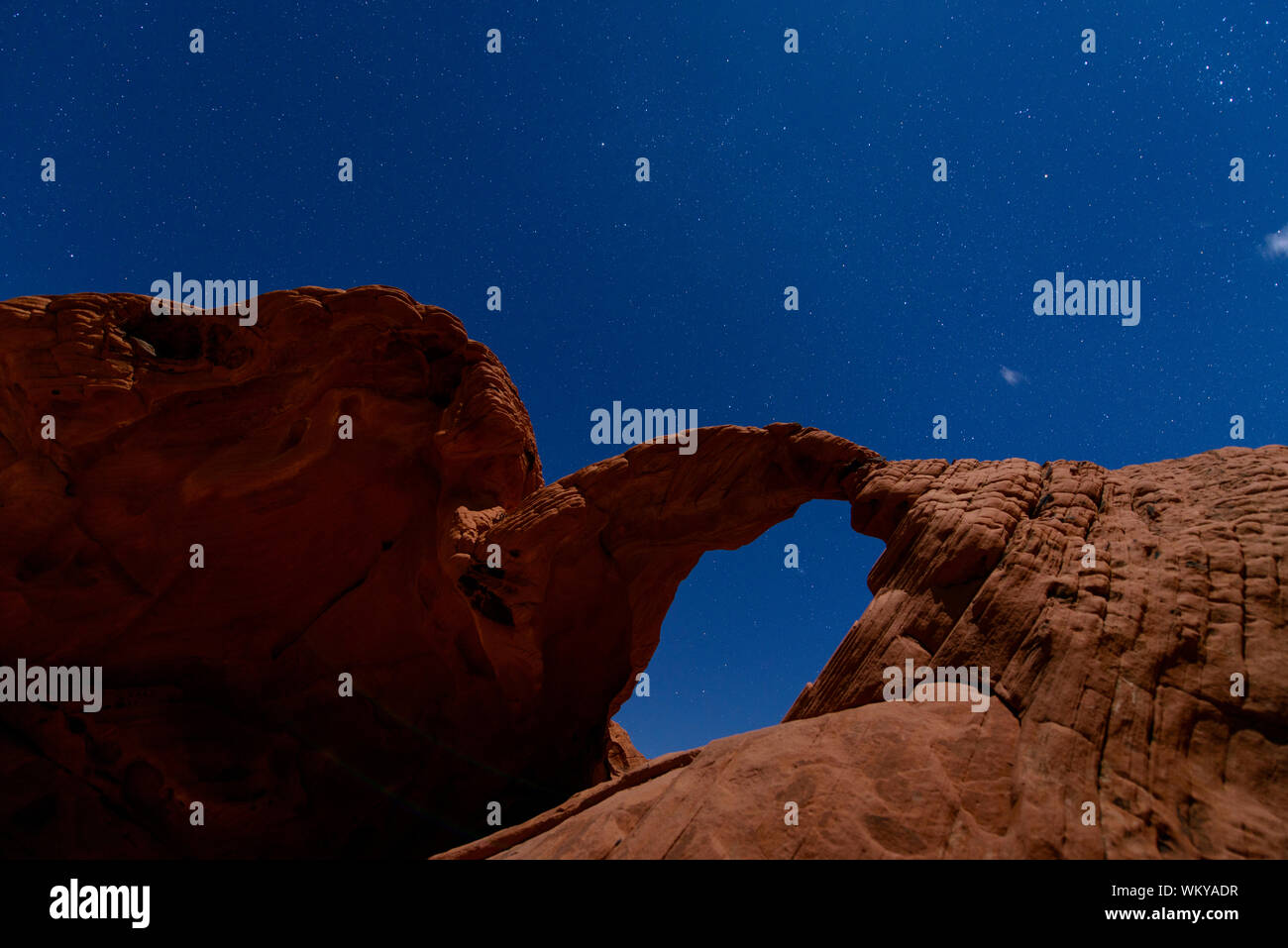 Weathered red rock formations in Atlatl Rock campground, Valley of Fire ...