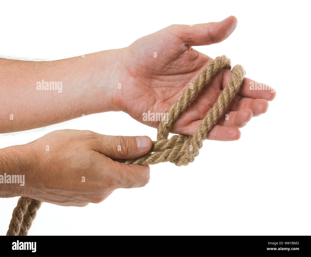 tying ropes isolated on a white background Stock Photo - Alamy