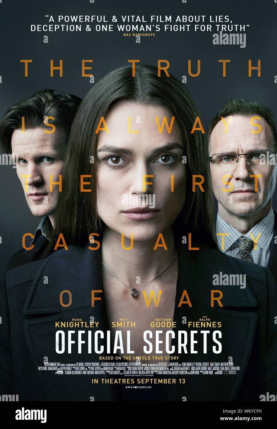 OFFICIAL SECRETS, British poster, from left: Matt Smith, Keira ...
