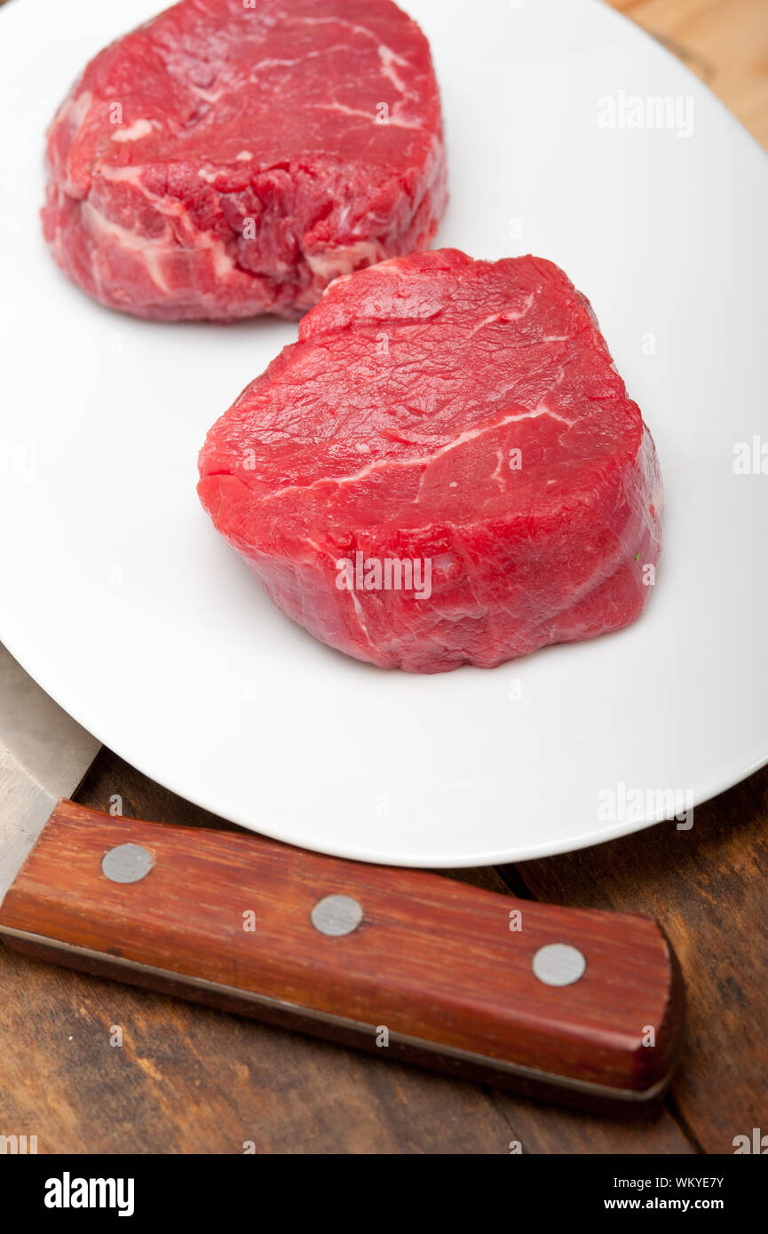 fresh raw beef filet mignon cut ready to cook Stock Photo - Alamy