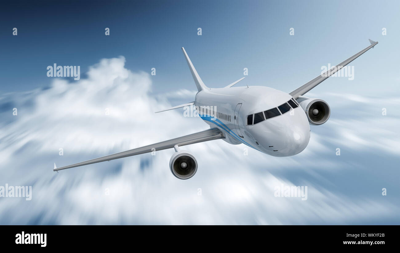 An image of an airplane with motion blur in the clouds Stock Photo - Alamy