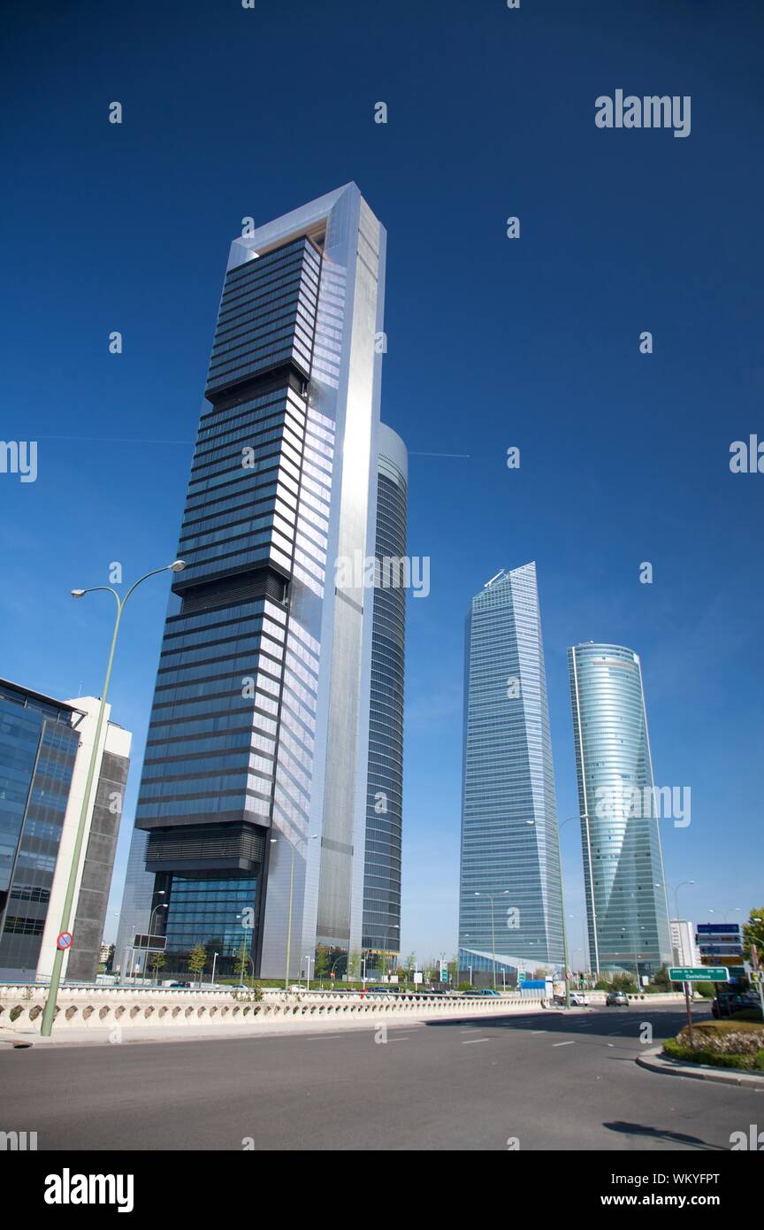 building skyscrapers at madrid city in spain Stock Photo - Alamy
