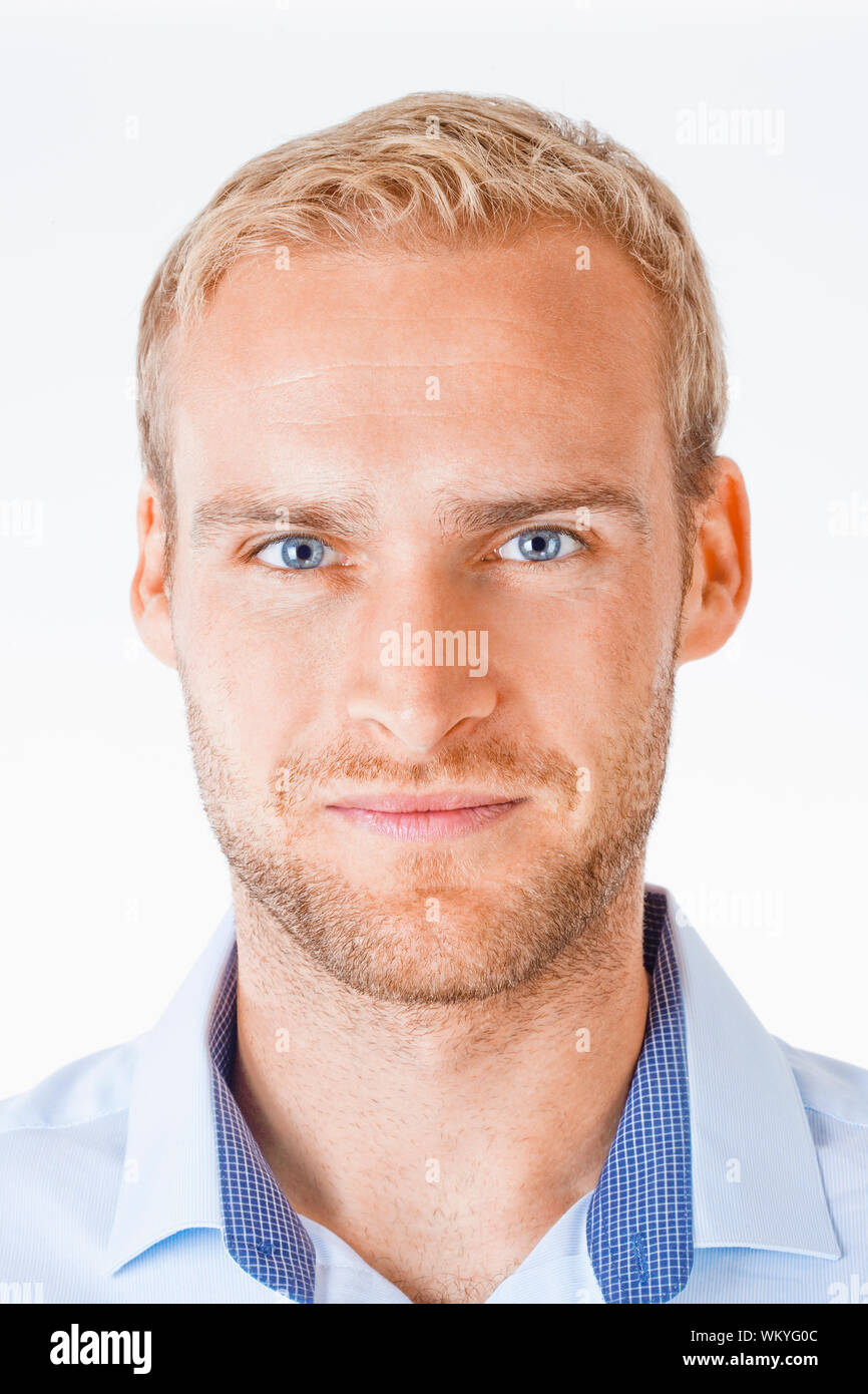 Handsome young man blond hair and blue eyes hi-res stock photography ...