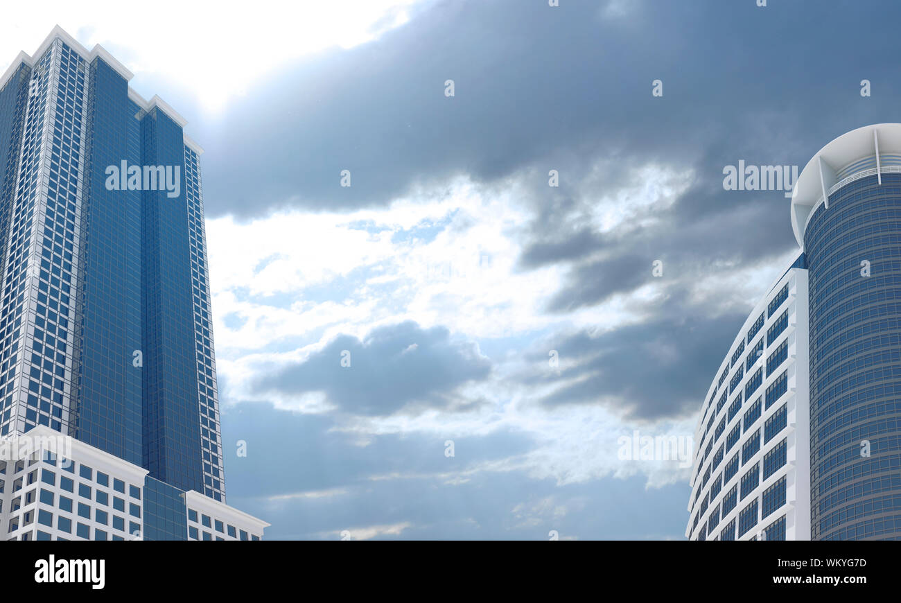 Skyscrapers and evening sky with clouds. Architecture background Stock ...