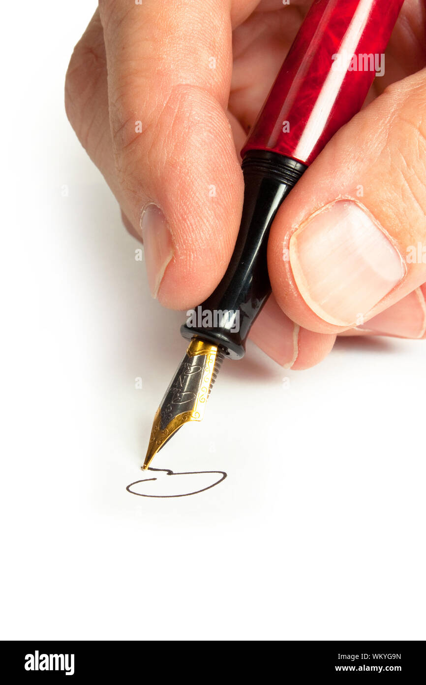 Signed Isolated on white background Stock Photo - Alamy