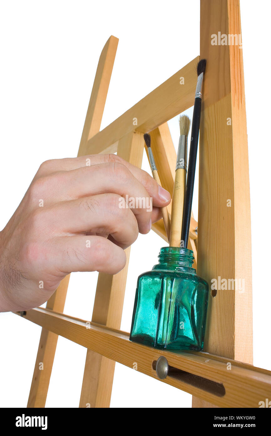 Easel isolated on a white background Stock Photo - Alamy