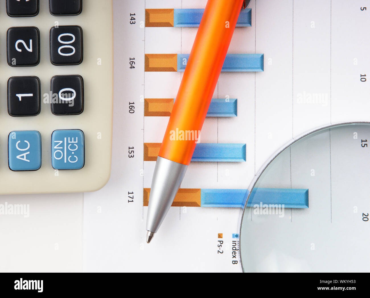 Graphs tables and documents laid on the table Stock Photo - Alamy