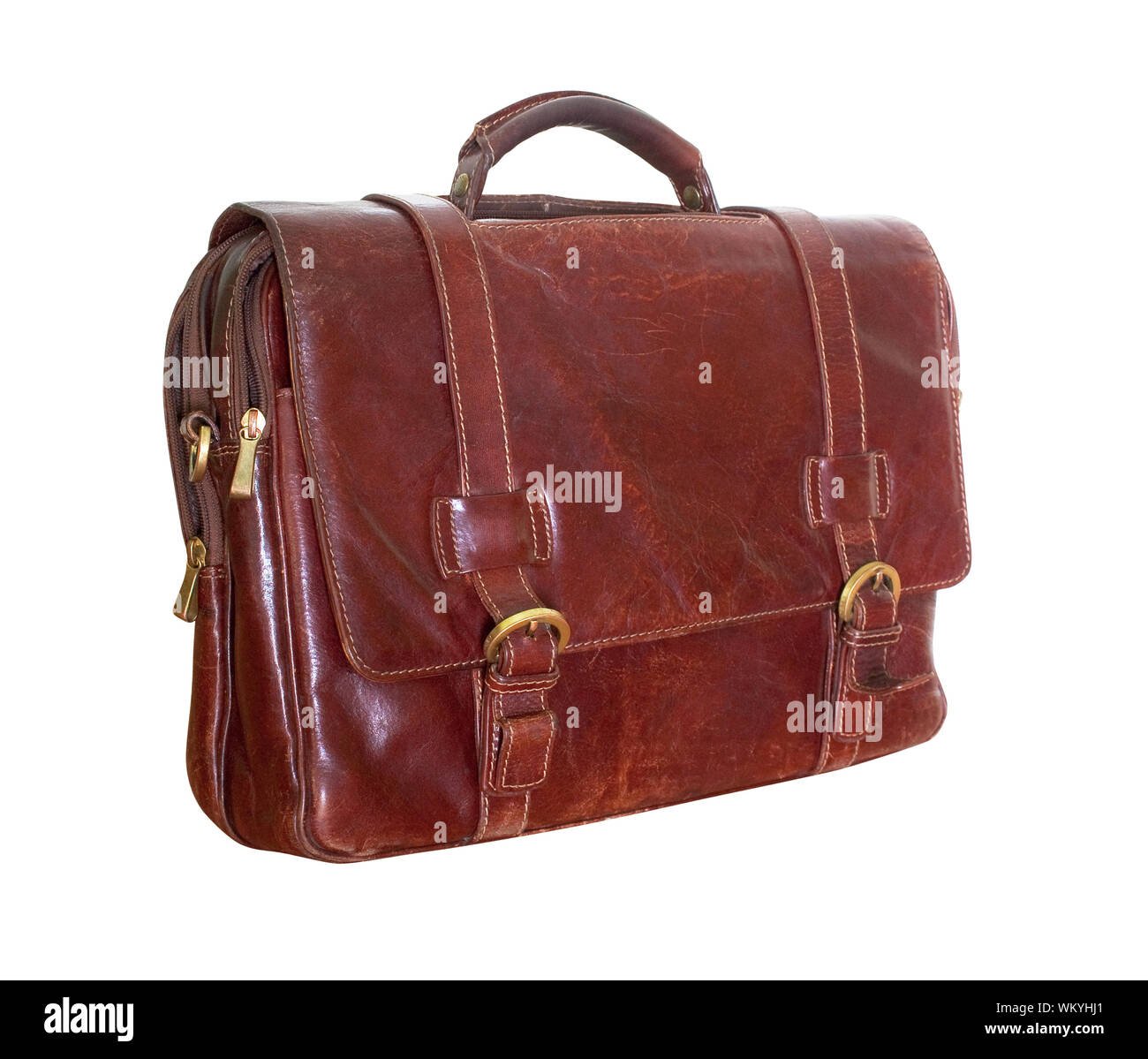 leather briefcase isolated on white background Stock Photo - Alamy
