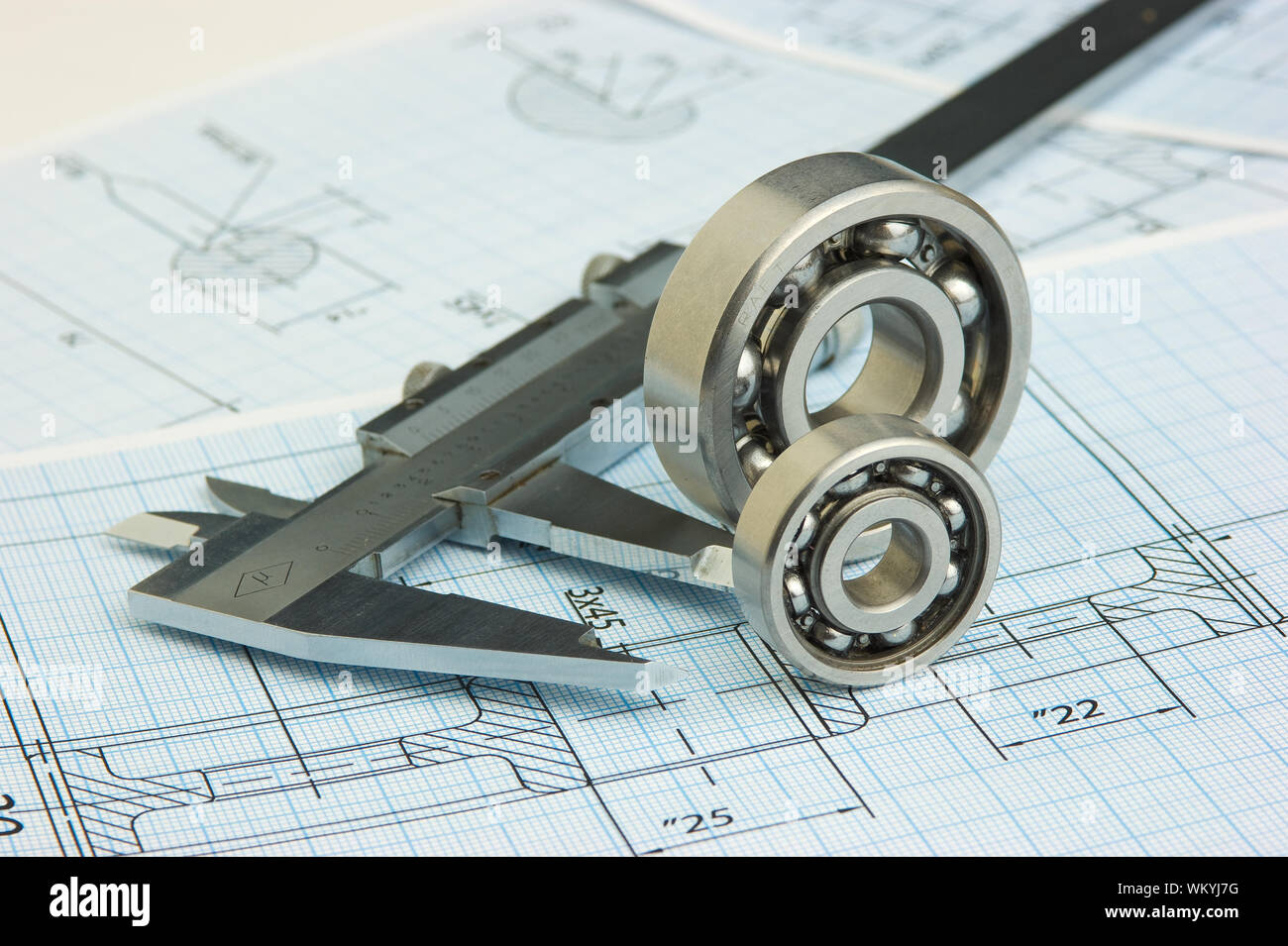 tools and mechanisms detail on the background of technical drawings ...