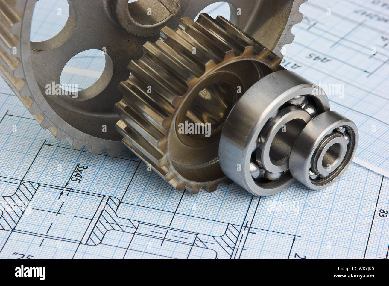 tools and mechanisms detail on the background of technical drawings ...