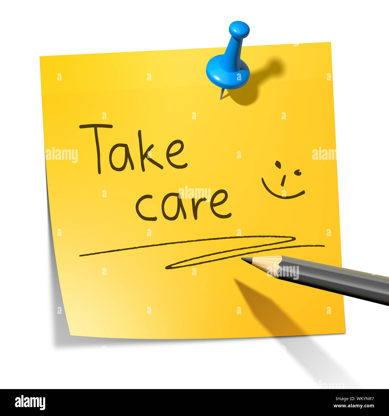 A sticky paper with the message take care Stock Photo - Alamy