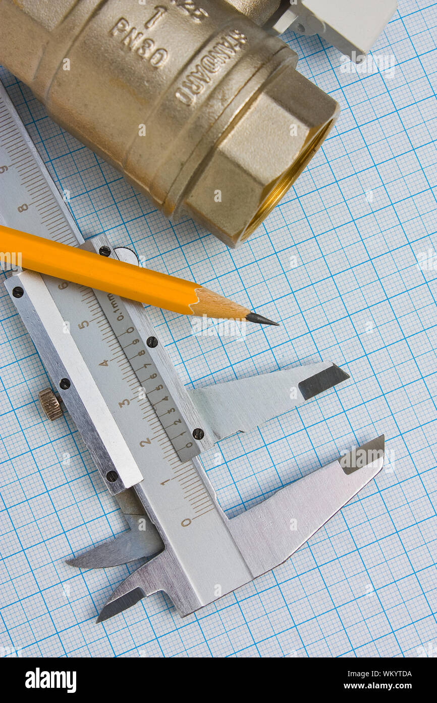 details of the pipeline on the graph paper Stock Photo - Alamy