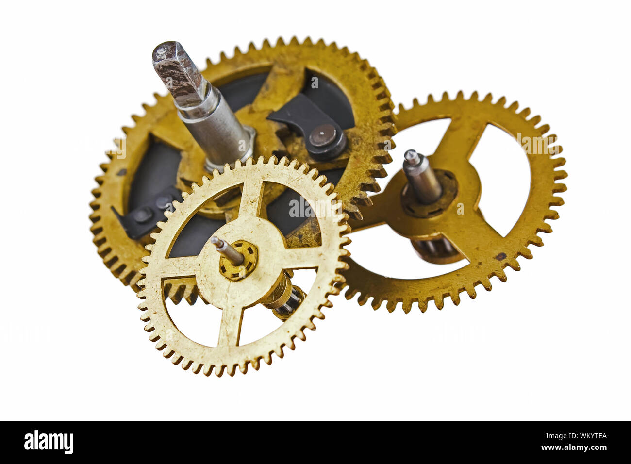 Gear of the clock isolated on white background Stock Photo - Alamy