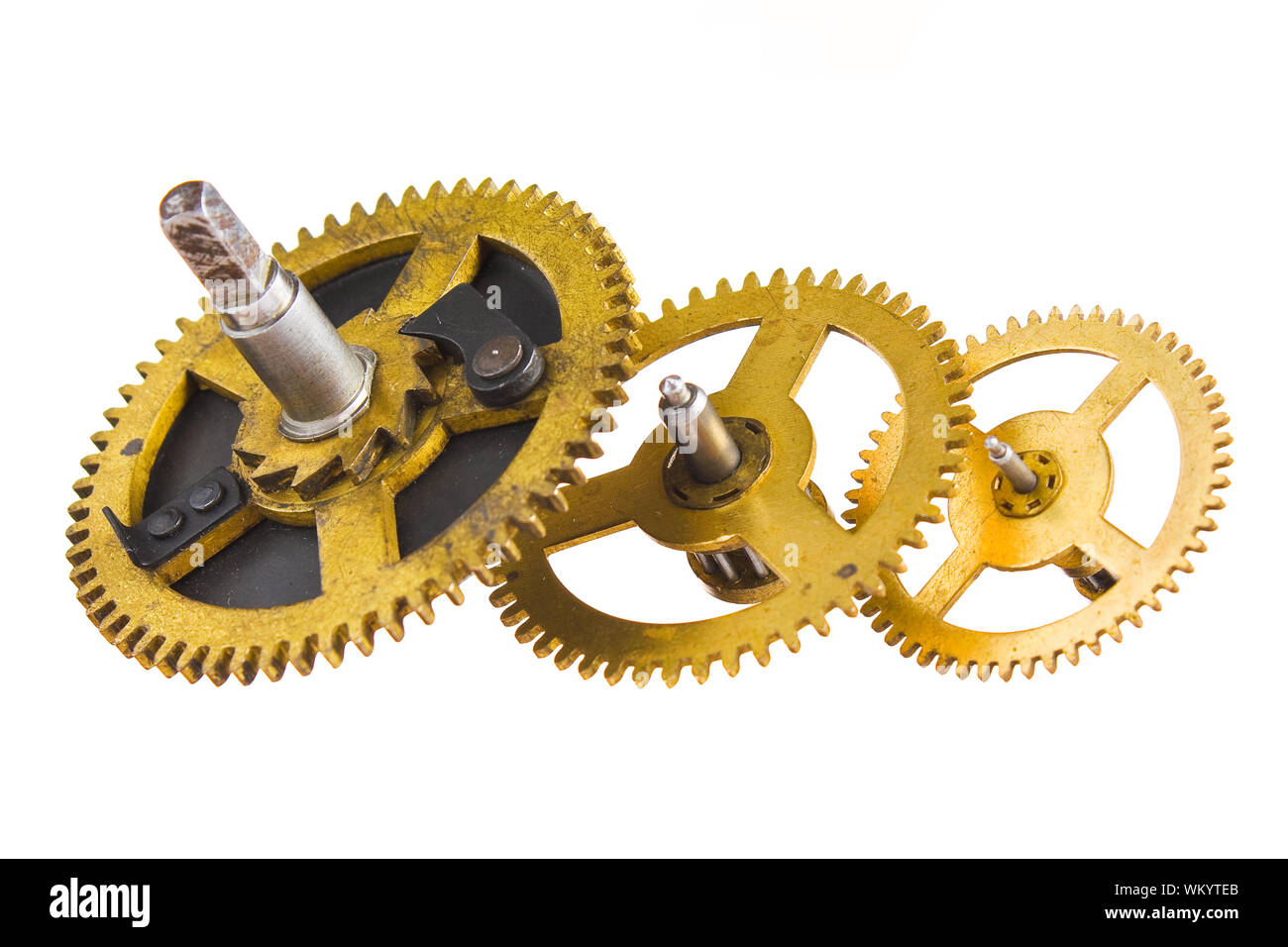 Gear of the clock isolated on white background Stock Photo - Alamy