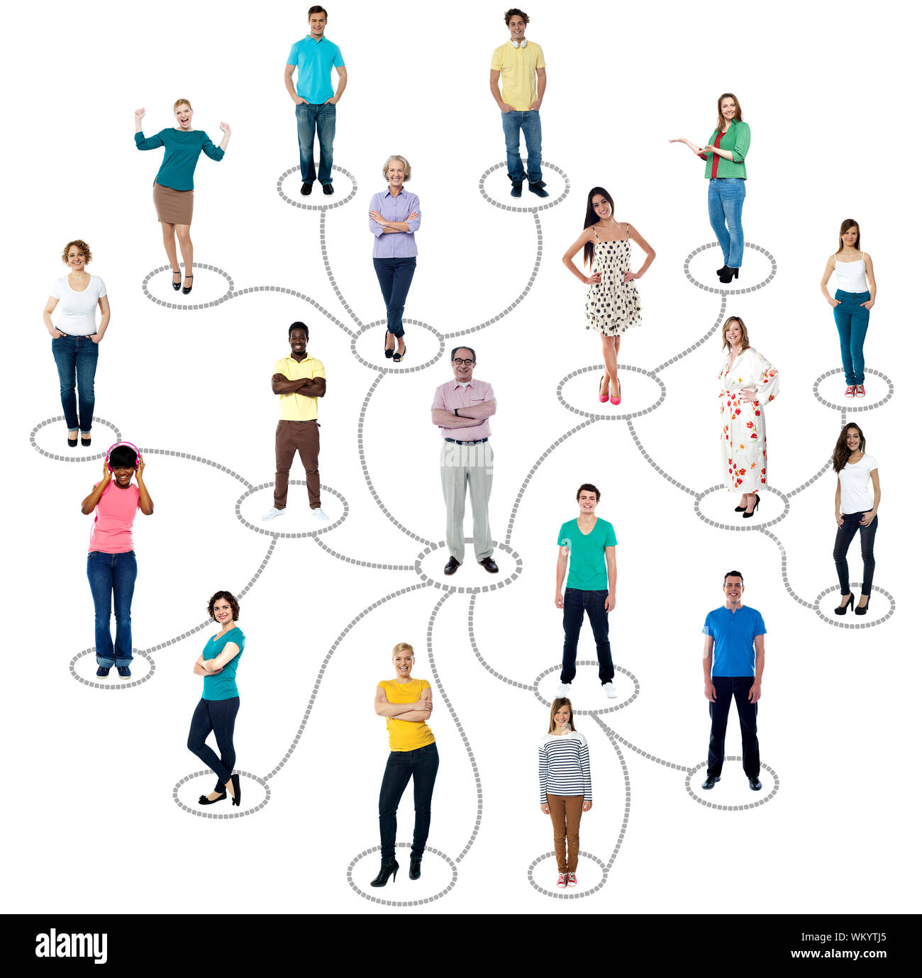 Group of people connected in social network, over white Stock Photo - Alamy