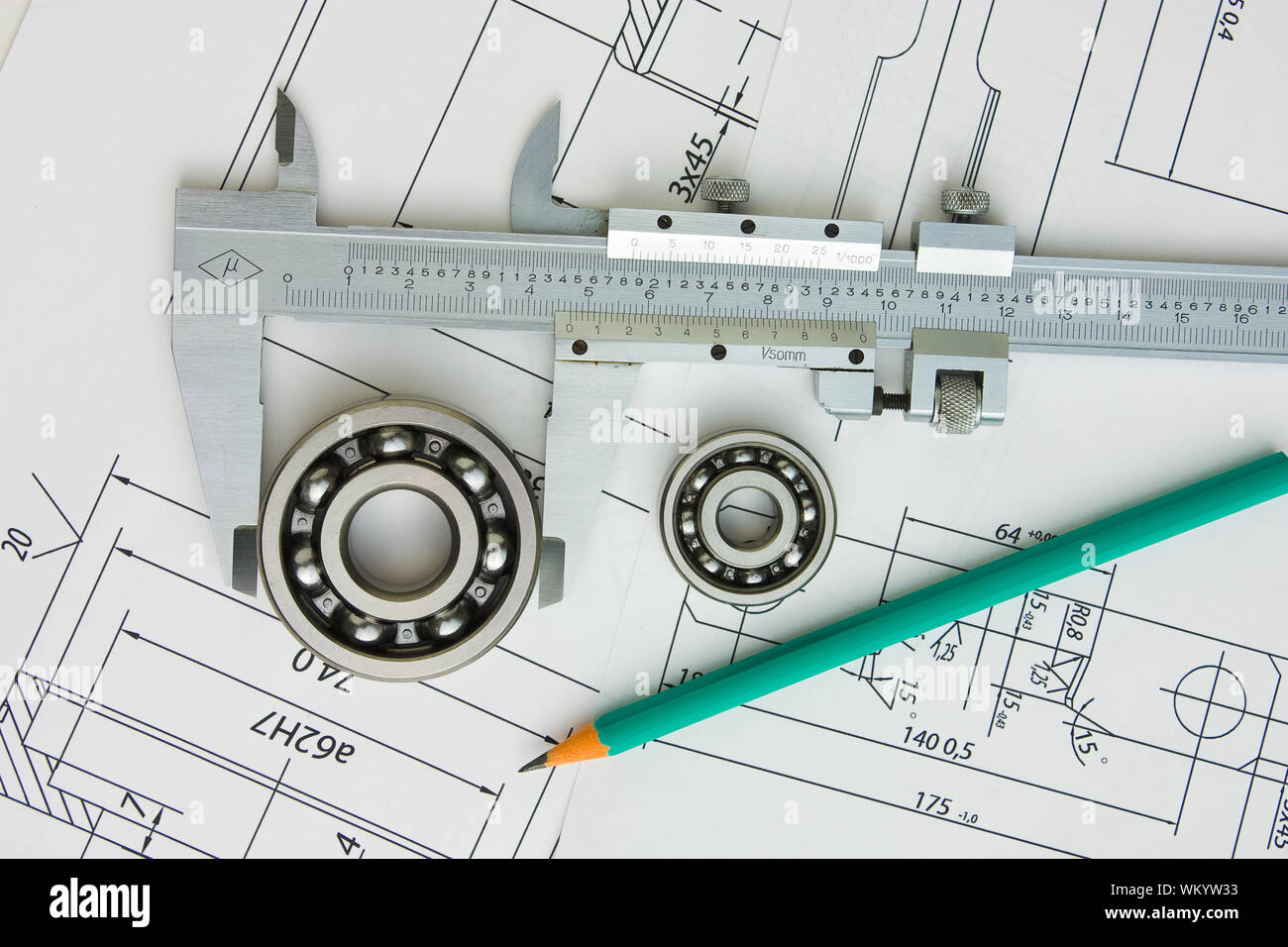 tools and mechanisms detail on the background of technical drawings ...
