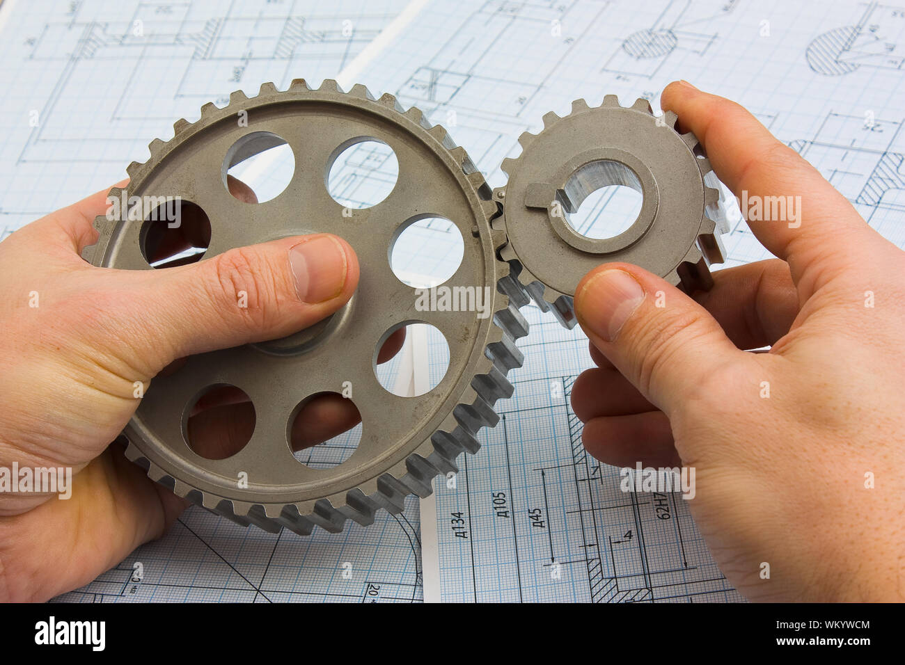 tools and mechanisms detail on the background of technical drawings ...