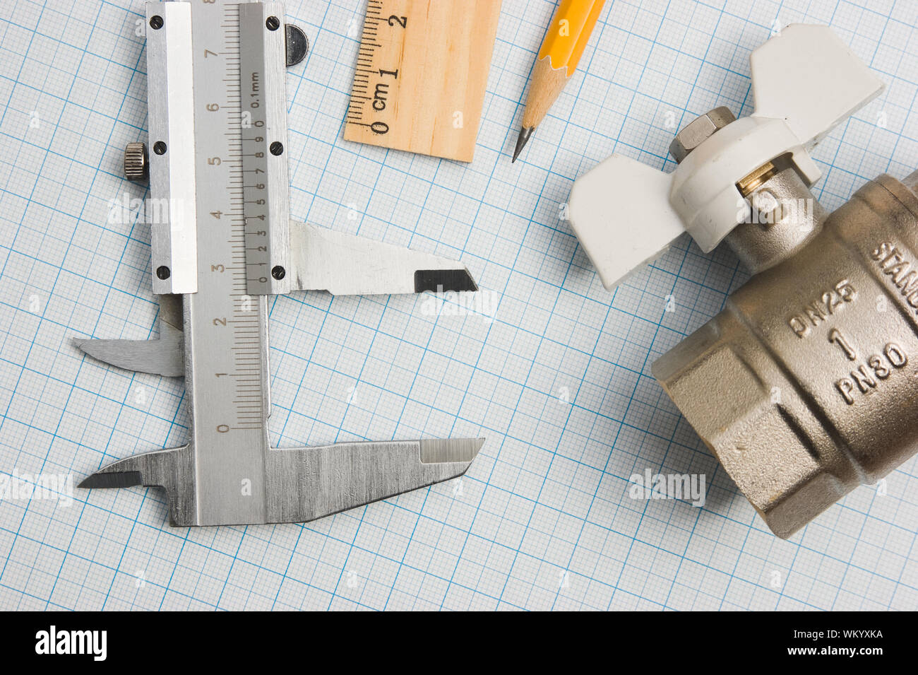 details of the pipeline on the graph paper Stock Photo - Alamy