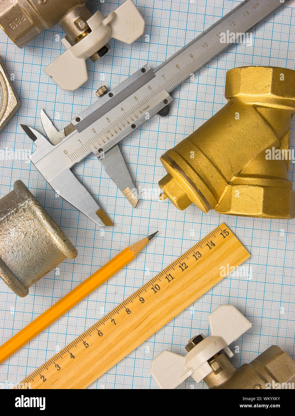 details of the pipeline on the graph paper Stock Photo - Alamy