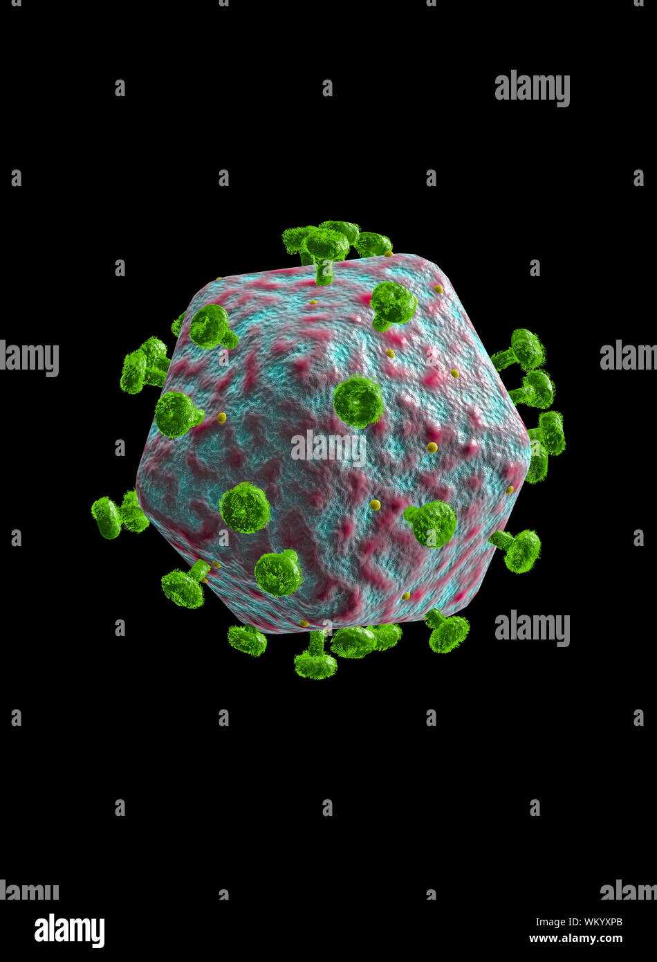 3D generated illustration of HIV Aids virus cells for medical science ...