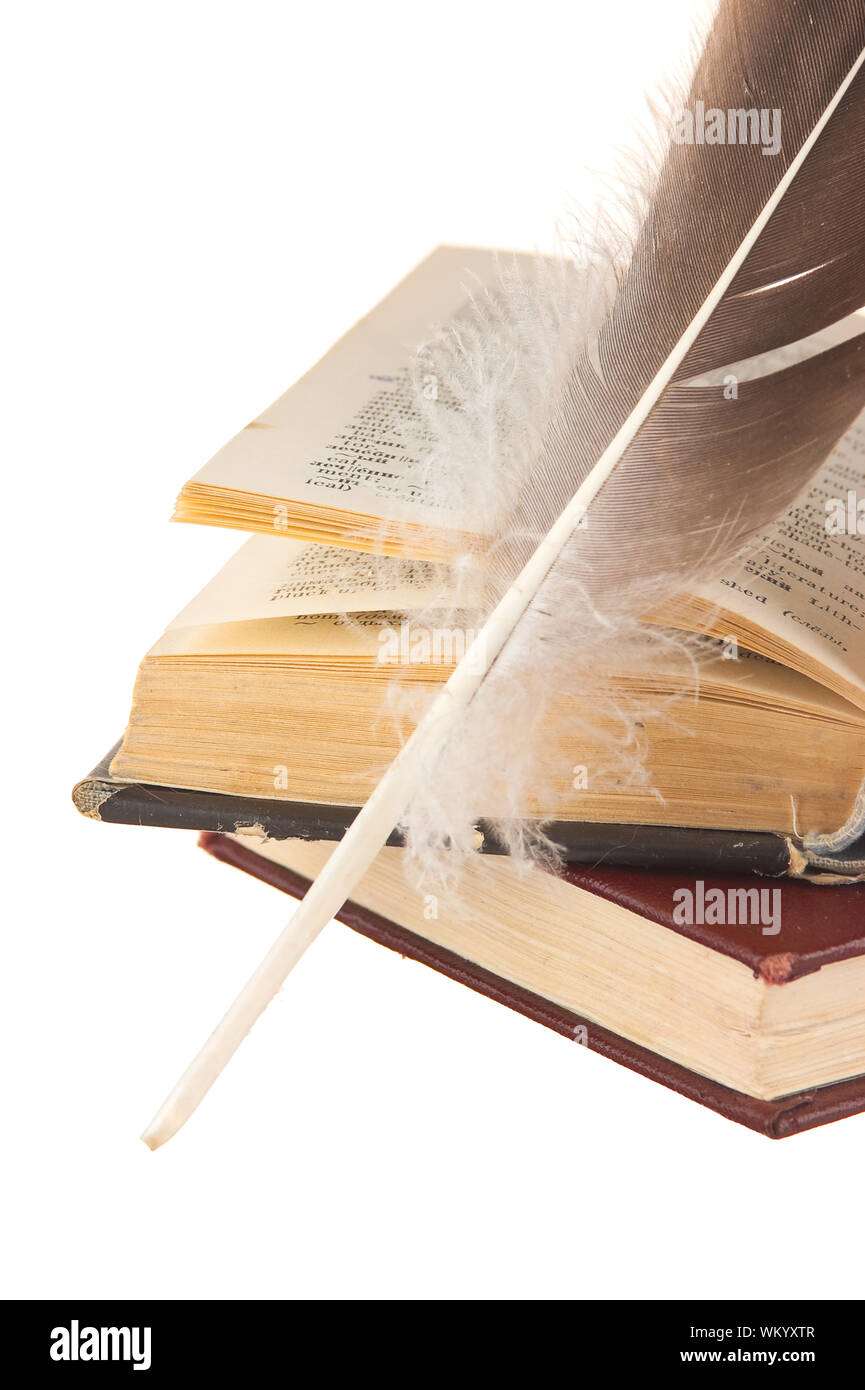 Launched the book with a pen isolated on white background Stock Photo ...