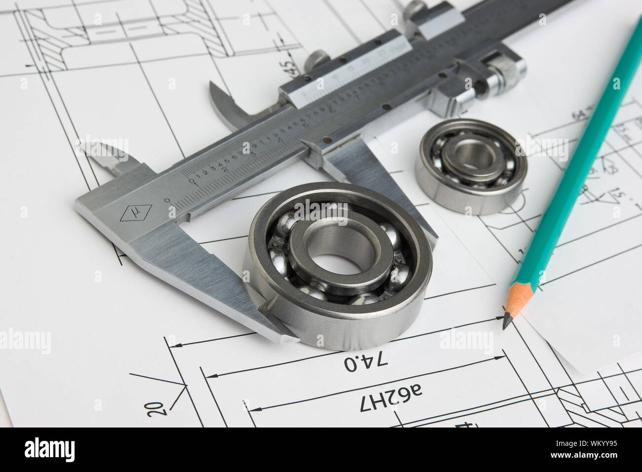 tools and mechanisms detail on the background of technical drawings ...