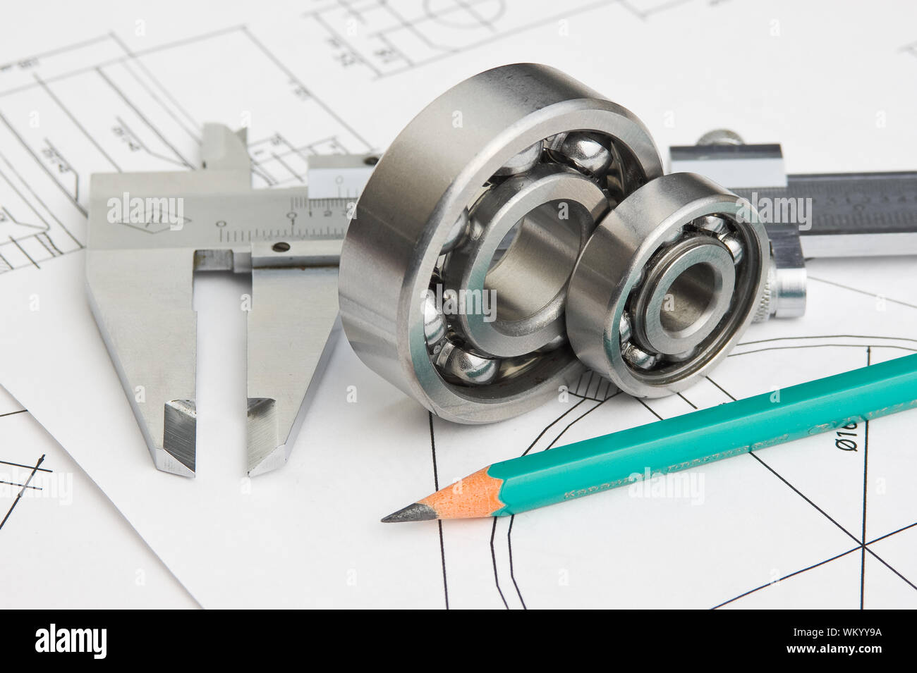 tools and mechanisms detail on the background of technical drawings ...