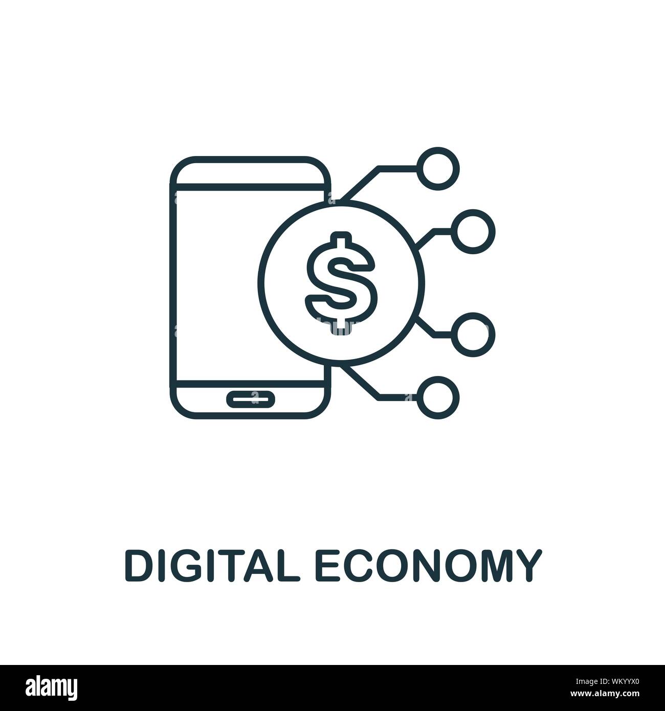 Digital Economy Outline Icon Thin Line Concept Element From Fintech