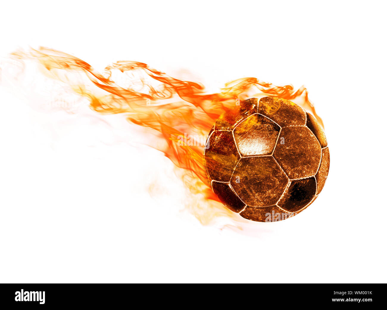 flying fiery ball on white background Stock Photo - Alamy