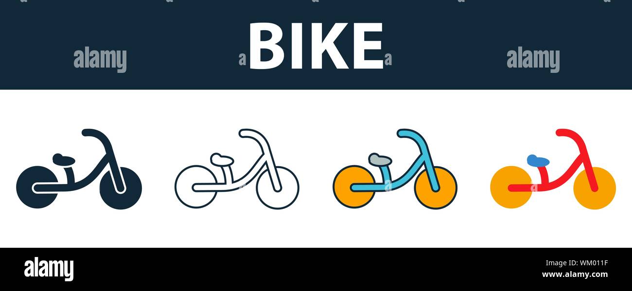 Baby Bike icon set. Four elements in diferent styles from baby things ...