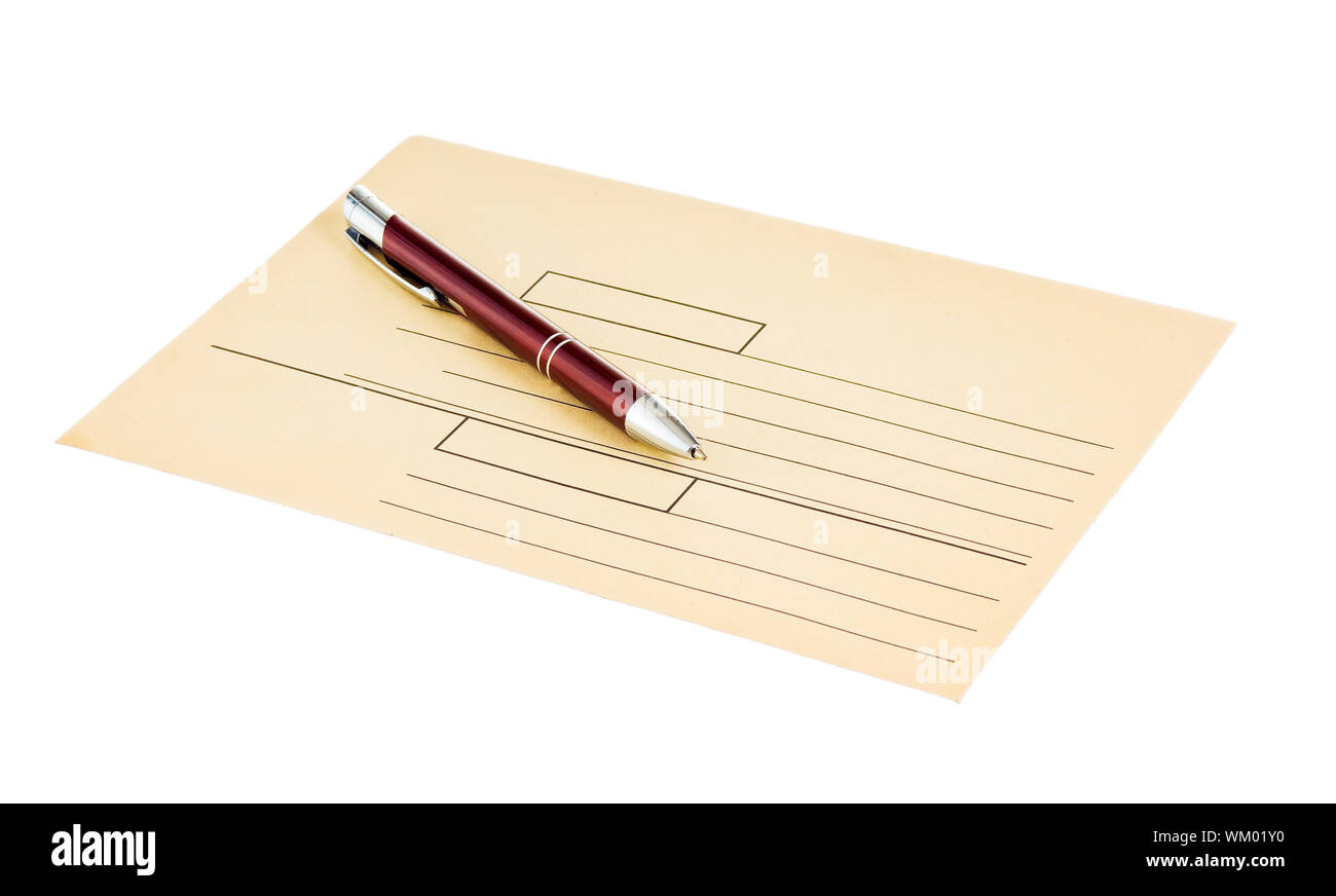 envelopes for letters and pen isolated on white background Stock Photo ...