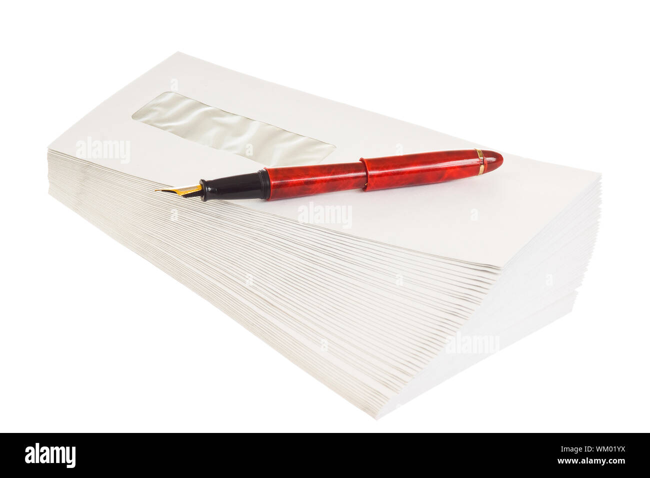 envelopes for letters and pen isolated on white background Stock Photo ...