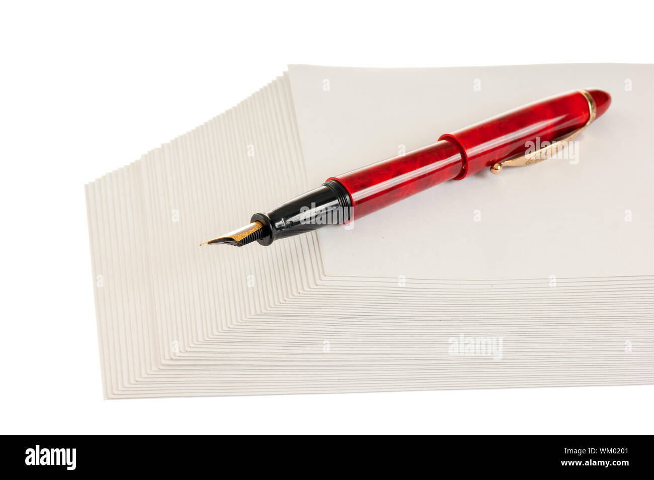 envelopes for letters and pen isolated on white background Stock Photo ...