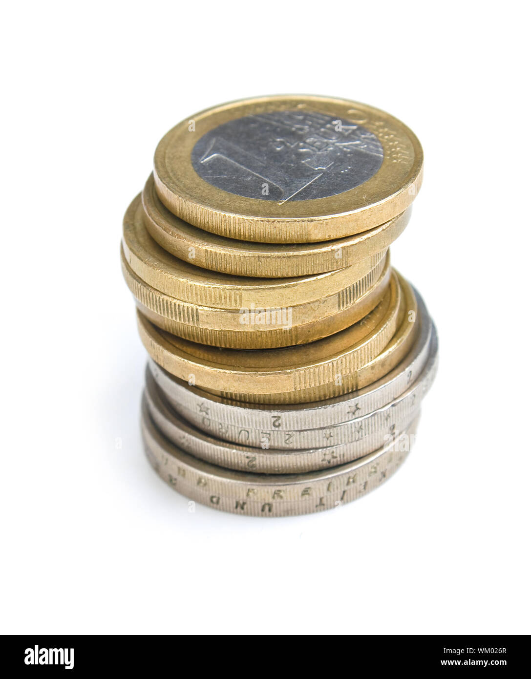 stack of coins isolated on white background Stock Photo - Alamy