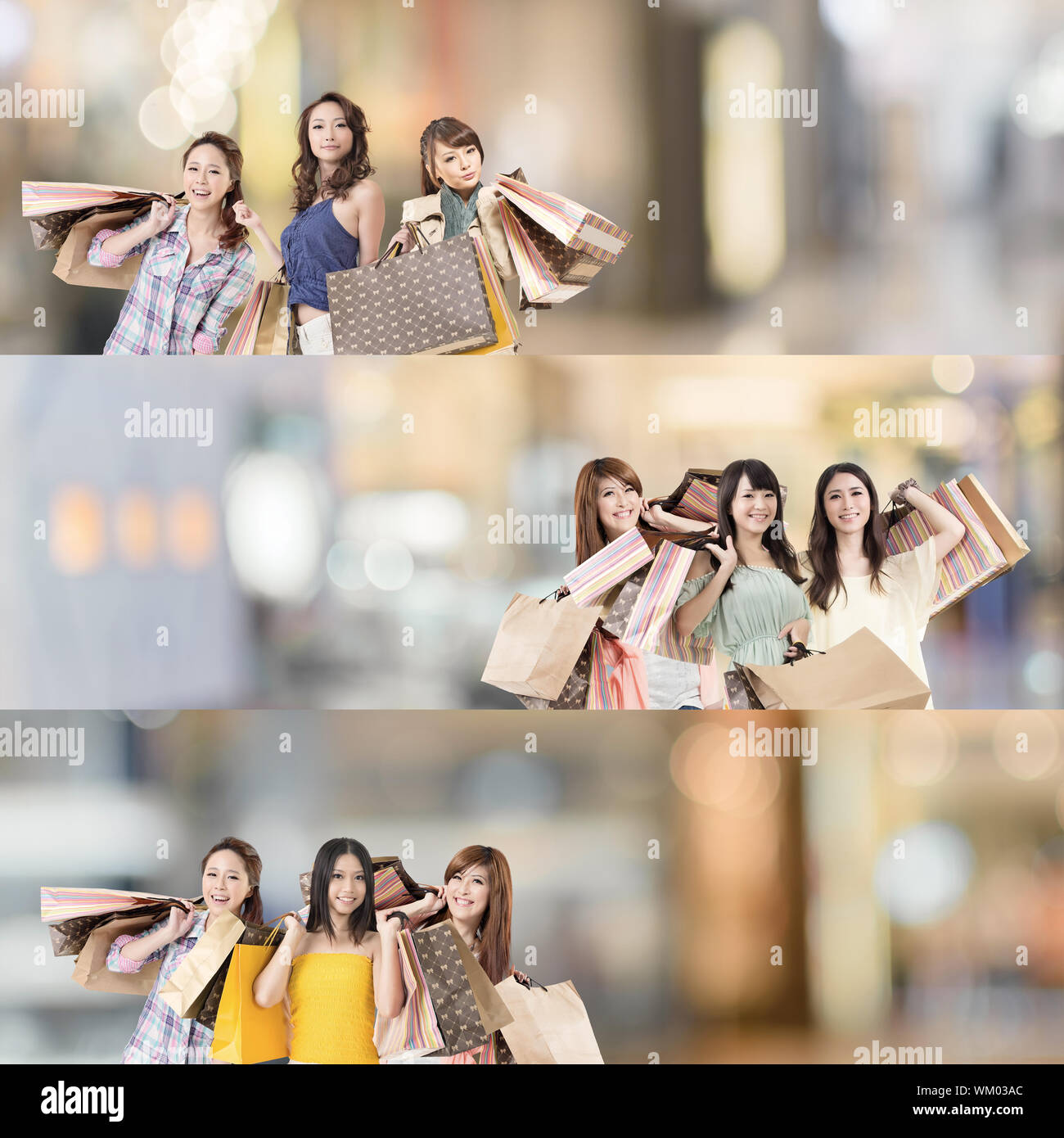 Asian woman shopping, collection from 7 different people, good for web ...
