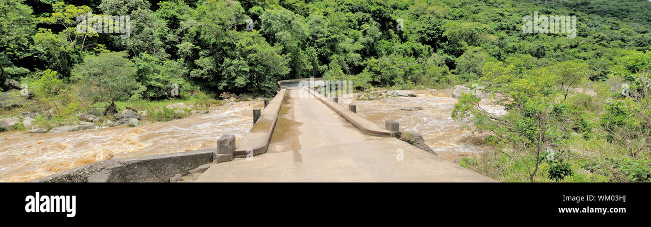 Panorama of the bridge crossing the Mzimkulwana River in the Oribi ...