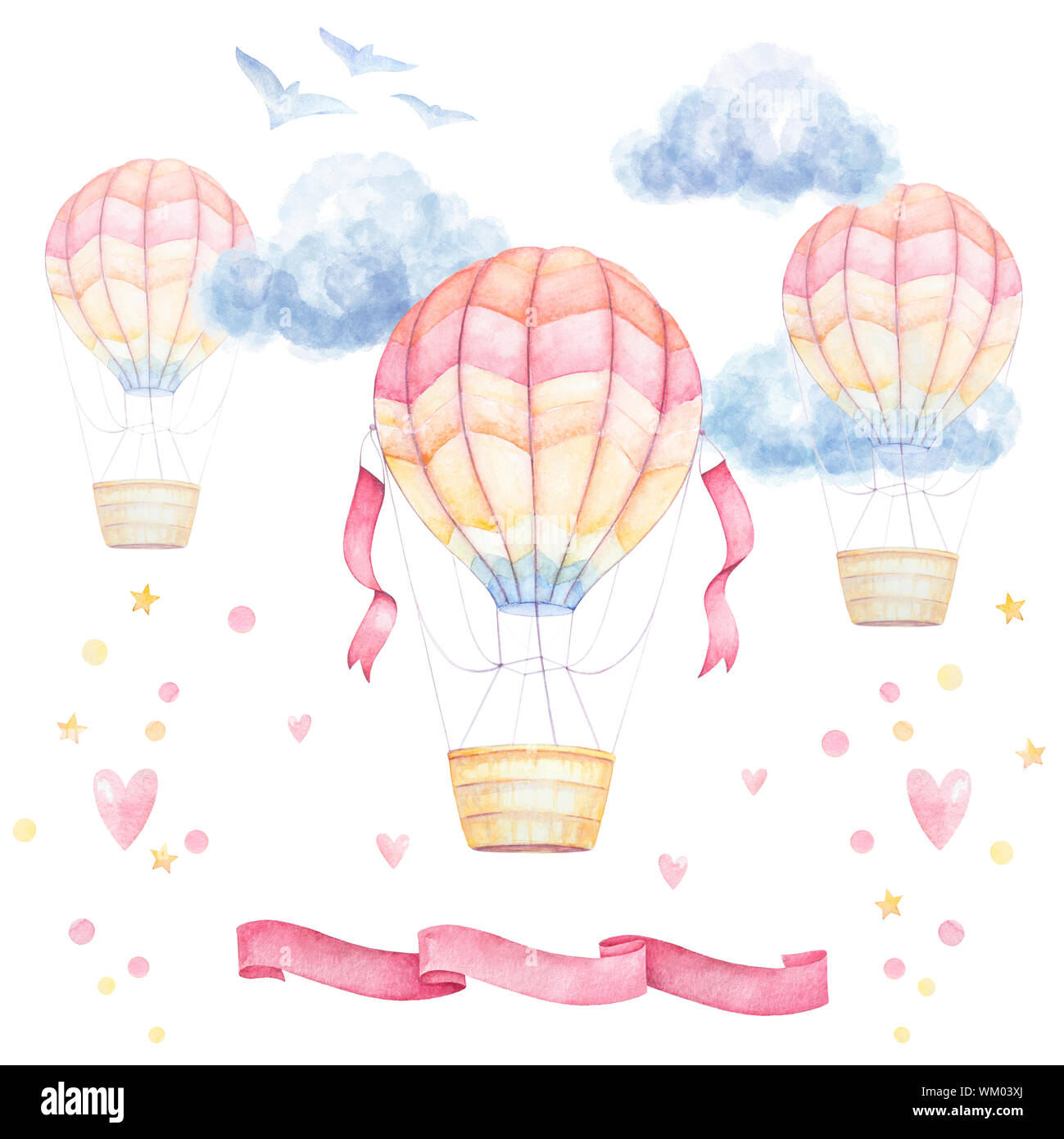 Hot Air Balloons In The Sky Clipart